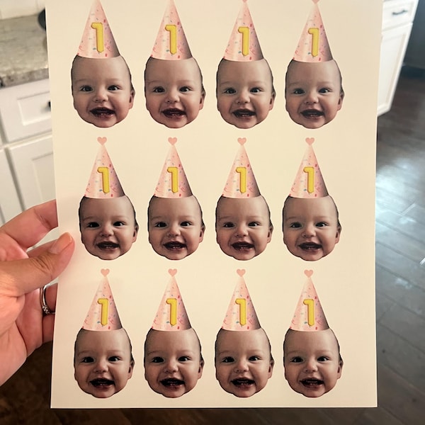 Face Cupcake Topper, Custom Baby Face Cupcake Topper, First Birthday ...