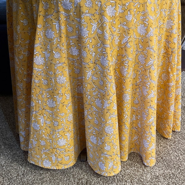 Mustard Floral 100% Cotton Round Table Cloth for Dining Table Kitchen ...