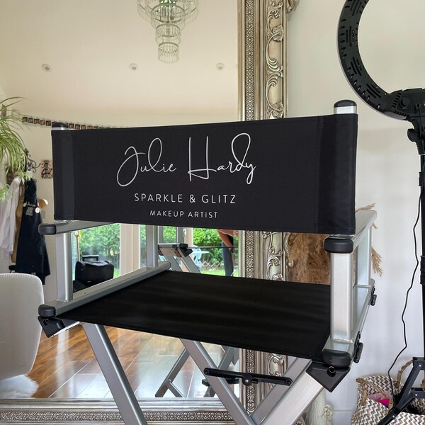 Personalized Grey Director Chair Covers Set for Makeup Artist & Folding ...