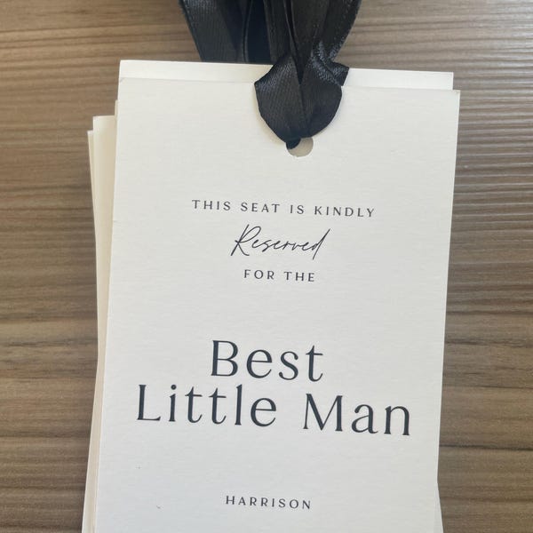 Personalised Reserved Seat Tags Minimalist Wedding, Wedding Chair Seat ...