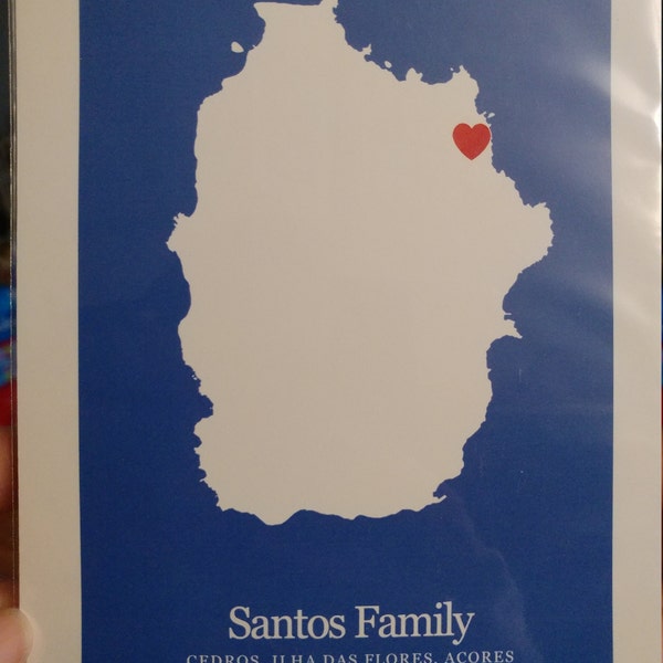 St Thomas Custom Horizontal Heart Map Art - Personalized Names, Wedding ...