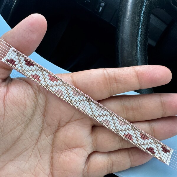 Pink Rose Gold Bead Loom Pattern, Geometric Loom Bracelet Pattern ...