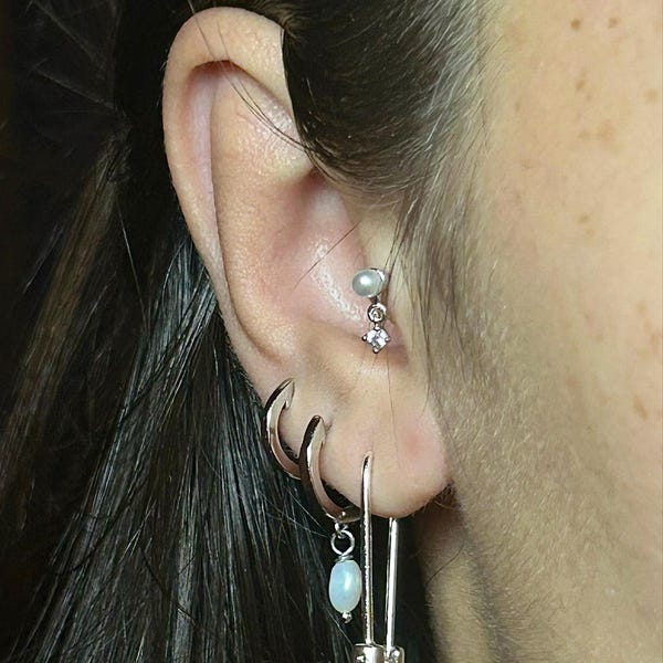 NEW!-NATURAL Stone-square Rook Hoop Earring, Smoky Quartzcartilage ...