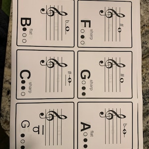 Treble Clef Flash Cards, Printable Music Note Flash Cards, Treble Clef ...