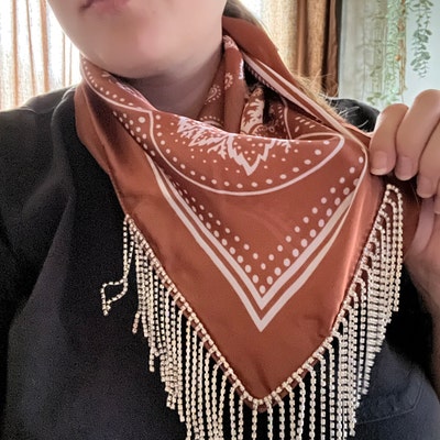 Silky Bandana With Rhinestone Fringe, Rhinestone Cowgirl Bandana ...