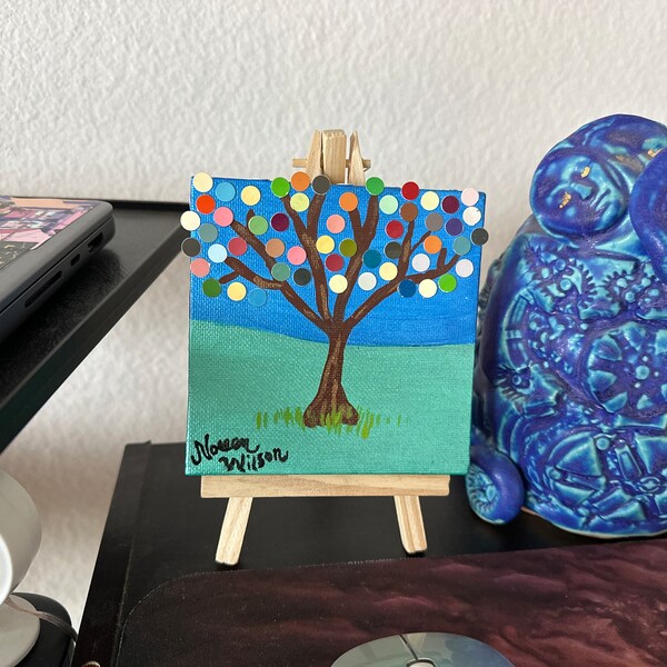 Happy Tree Forest Art With Optional Personalization of Added Cat or ...