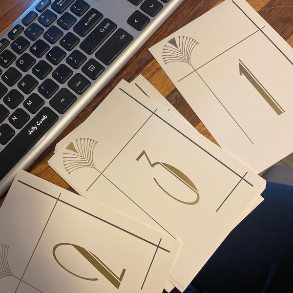 Art Deco Gold Foil Table Numbers: Wedding Reception Decor (4x6) - Etsy