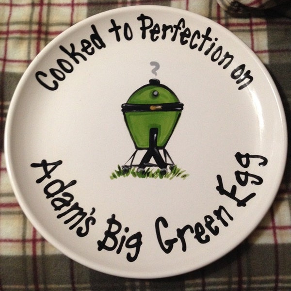 EXTRA LARGE 15" Personalized BBQ Plate - - Hand Painted Ceramic Grill ...