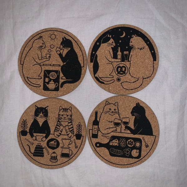 Cat Pairings Coaster Set - Etsy