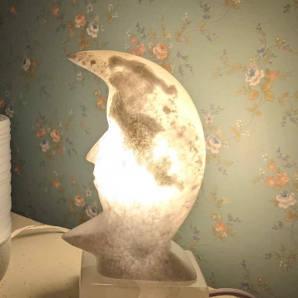 Onyx Moon Lamp, White Moon Lamp, Moon Shape Lamp, Crescent Shape ...