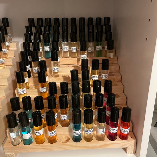 Wooden Display Rack for Fragrance or Essential Oils - 10 Row Bottle ...