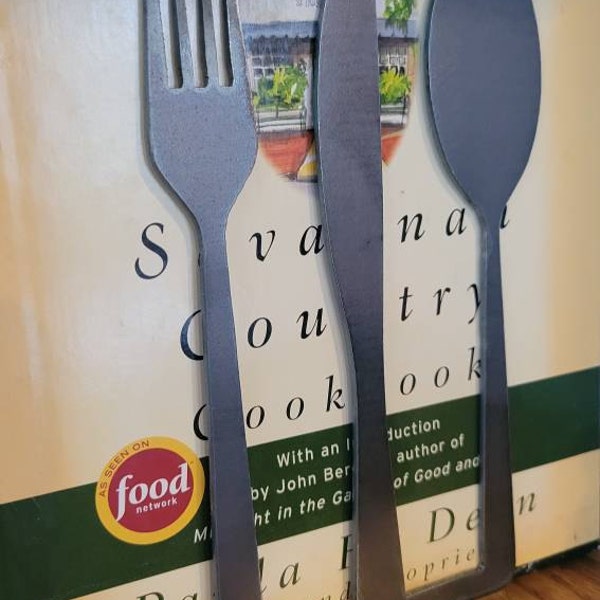 Fork Knife Spoon Kitchen Cookbook Bookend | Kitchen Bookend Cookbook ...