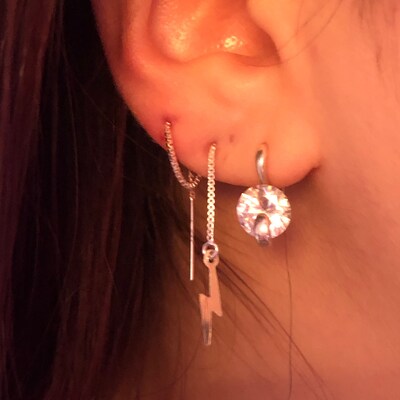 Threader Earring Lightning Ear Threaders Thread Earrings in - Etsy
