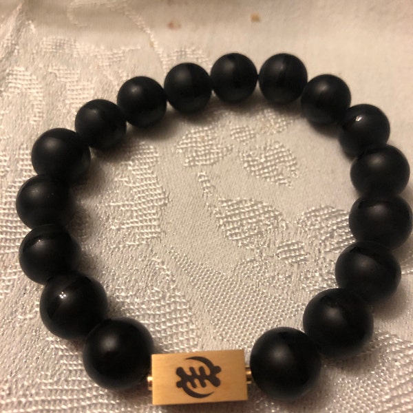 Custom Logo Laser Engraved Beads, Brush/matte Gold Plated Stainless ...