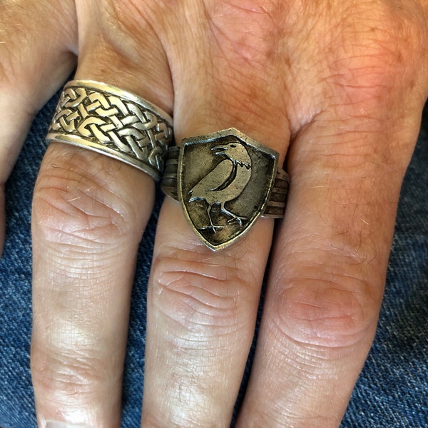 Raven Shield Ring - Adjustable - Handcrafted by Doctor Gus - Unisex ...