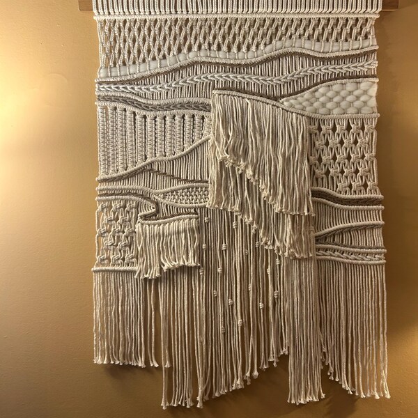 Abstract Fiber Macrame Wall Art, Unique Textured Wall Decor, Japandi ...
