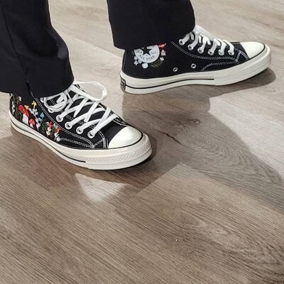Embroidered Converse/converse Hi Tops/embroidered Colorful Bear ...