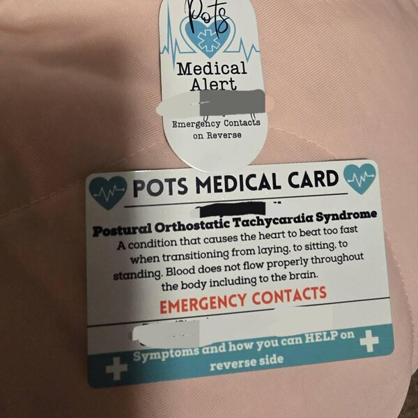 Pots Medical Card, Pots Syndrome Medical Card, Pots Awareness Wallet ...