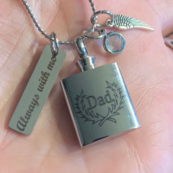 Dad Flask Ashes Necklace Urn - Love Charms™ Option - Etsy