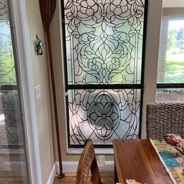 Custom Size Window Film Stained Glass Stickers Static Cling Frosted ...