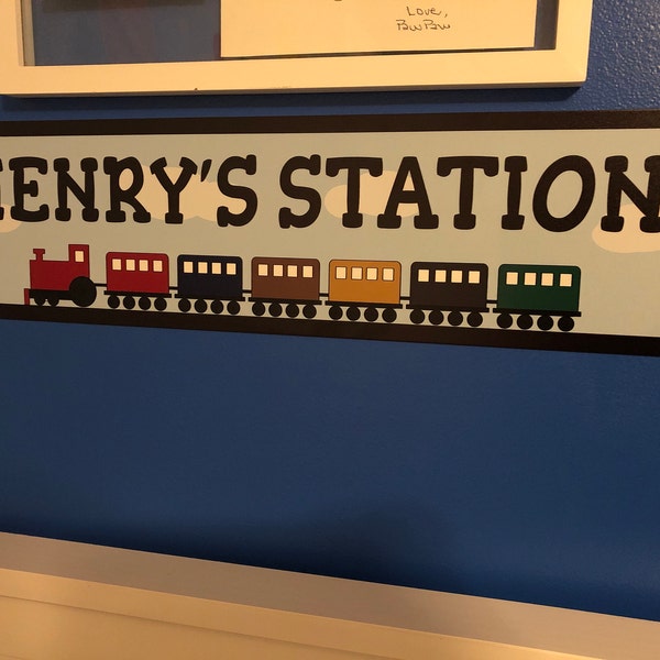Train Sign, Kid Room Train Decor, Train Station Sign, Custom Child Sign ...