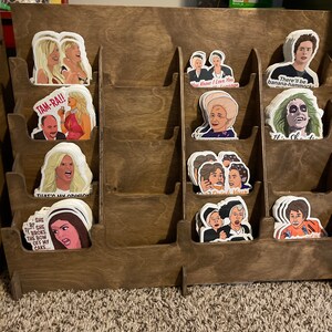 16 Pocket 5 Width, Sticker Display Rack With U Cuts, Wooden Countertop ...