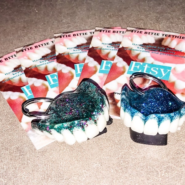 Tiny Denture Keychain "baby Teeth@ - Etsy