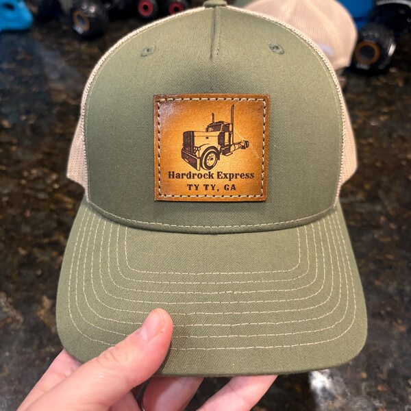 Custom Leather Patch Hat | Laser Cut & Engraved | Sewn on | Hand ...