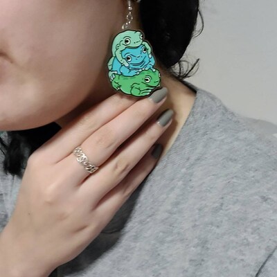 FROG STACK EARRINGS Cute Frog Earrings, Gift for Toad Lover, Chubby ...