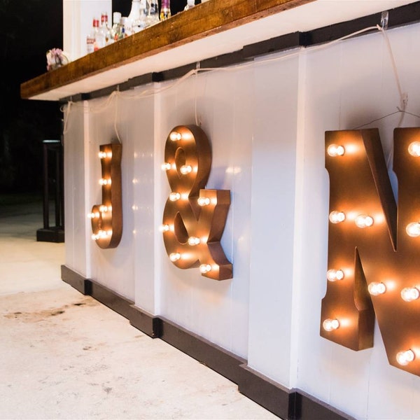 Rust Bronze Metal Light up Marquee Letters Vintage Bulbs Hollywood ...