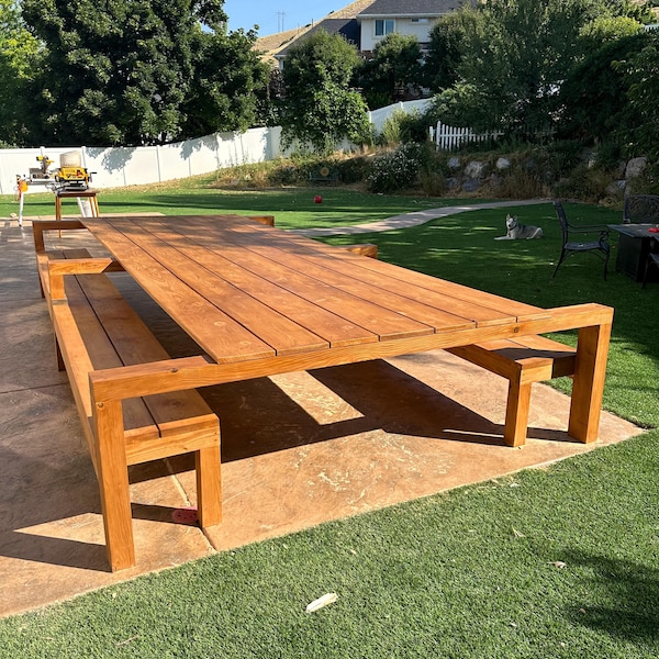 Outdoor Table and Bench Plan 16 Ft, 6x6 Base, PDF Download - Etsy