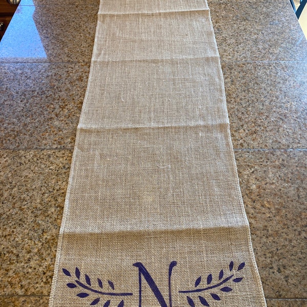 Monogram Letter Runner, Scroll Accent Runner,natural Burlap Table ...