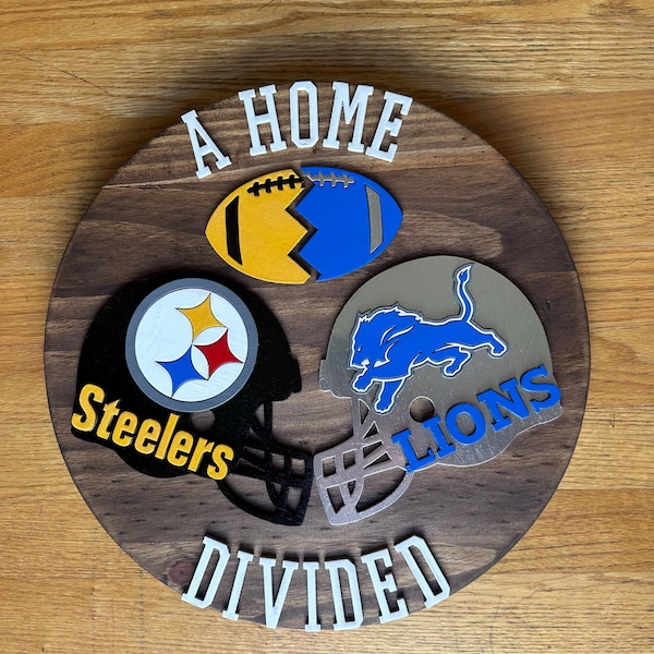 Home Divided Football Team Sign House Divided Sports Team Sign Wood ...