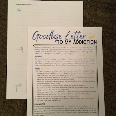 Goodbye Letter to My Addiction, Addiction Recovery Worksheet, Self ...