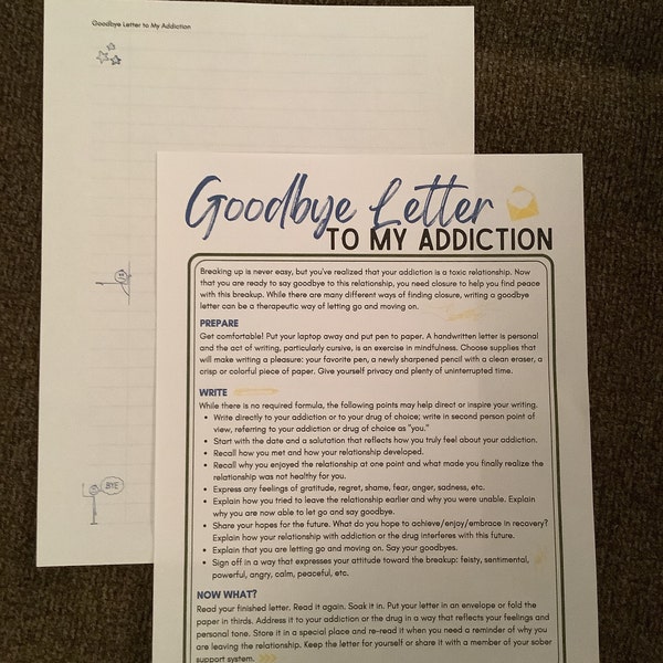 Goodbye Letter to My Addiction, Addiction Recovery Worksheet, Self ...