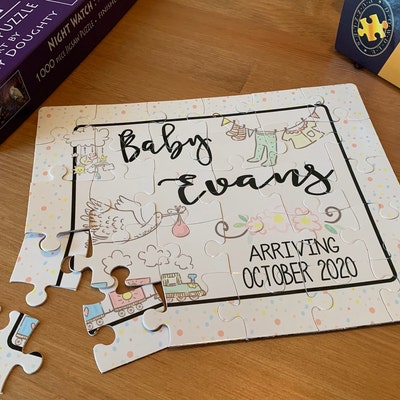 Baby Announcement Puzzle Pregnancy Announcement Personalized We're ...