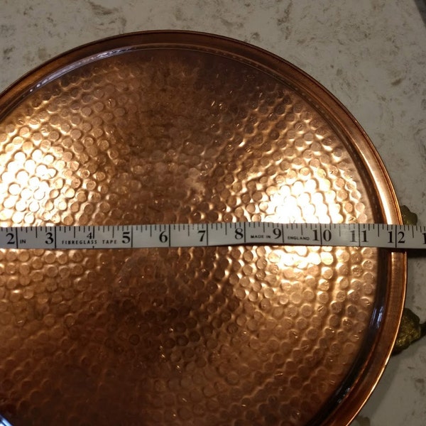 Handmade Copper Serving Tray, Hand Hammered, Round Copper Tray, Large ...