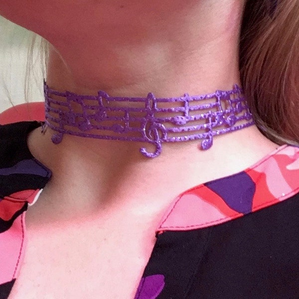 Black Music Note Choker, Music Symbol Choker, Black Music Themed ...