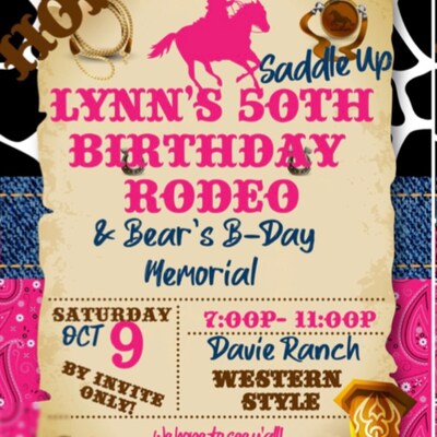 Cowgirl Rodeo Birthday Invitation, Western Party, First Rodeo, Wild ...