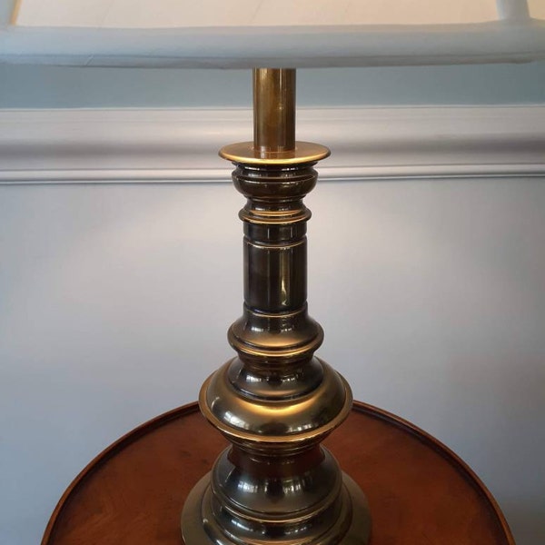 Stiffel Table Lamp Brass Urn 40in Tall Floral Stand 8in Square Base ...