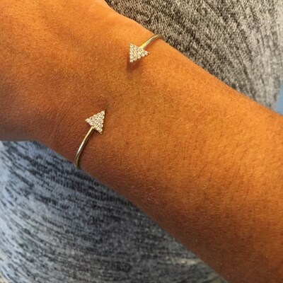 Triangle Bangle Bracelet. Silver Triangle Bangle With CZ. Pave Triangle ...