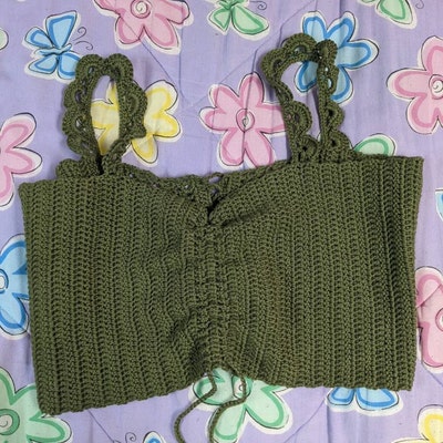 Crochet Pattern for Scrunch Crop Top With Scalloped Straps and ...