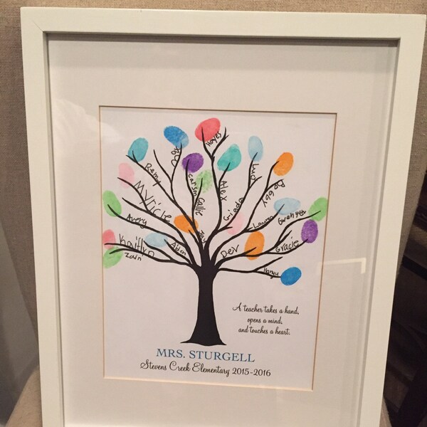 Custom Teacher Gift, Teacher Fingerprint Tree, Teacher Appreciation ...