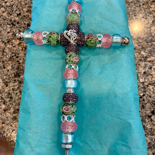 Beautiful Beaded Cross Garden Stake - Etsy