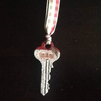 Santa Key Ornament, Painted Santa Key, Christmas Ornament, Handmade ...