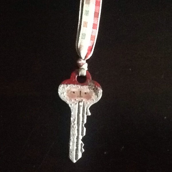 Santa Key Ornament, Painted Santa Key, Christmas Ornament, Handmade ...