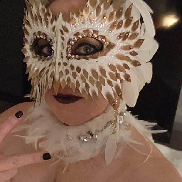Snowy Owl Mask, Masquerade Masks Women, Owl Mask, Faux Leather Mask ...