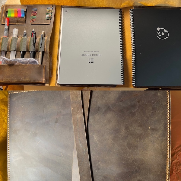 Personalized Distressed Leather Cover Case for Panda Planner Pro 8.5 X ...