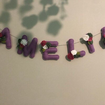 CUSTOM COLORS Felt Name Sign felt Name Banner Name Pennant Felt Name ...