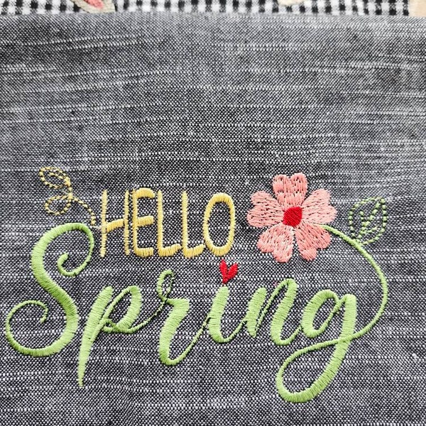 Hello Spring Embroidery Design, Machine Embroidery Design, 5 Sizes ...